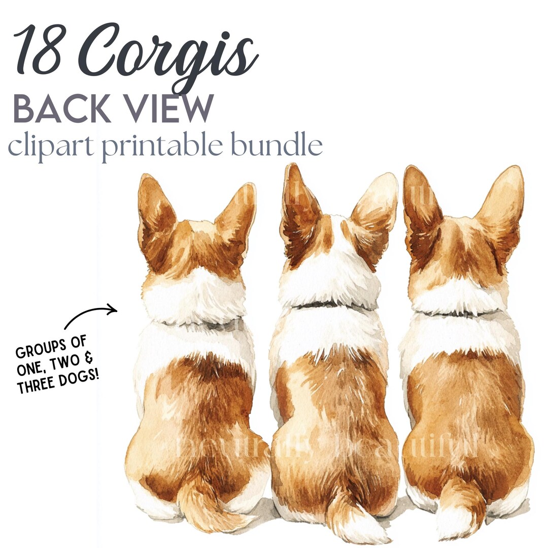 18 X Corgi Dogs Clipart Bundle - High Quality JPG Watercolour Printable ...
