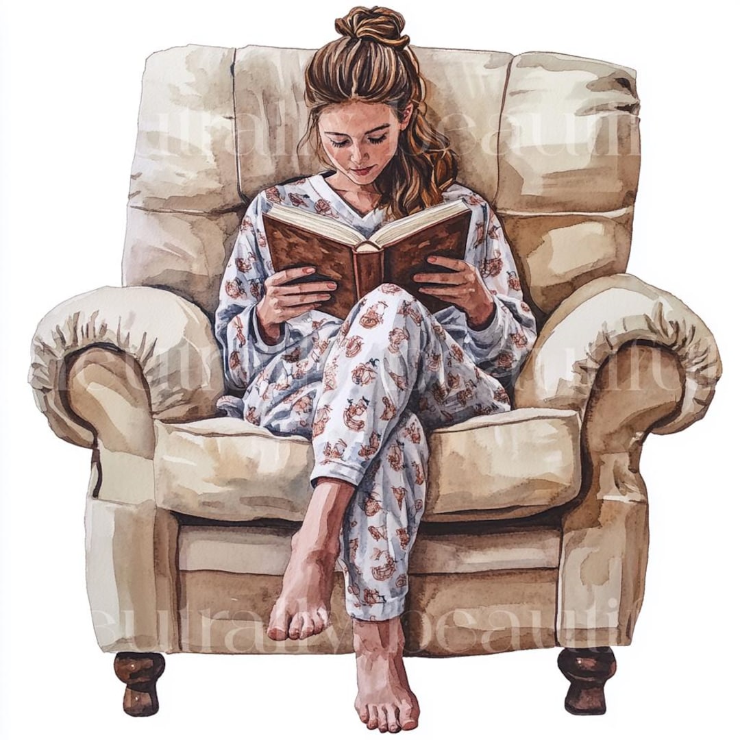 10 X Cozy Reading Girls Clipart Bundle - High Quality Jpgs - Bookworm ...