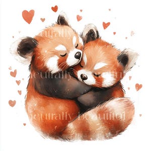 10 X Red Pandas & Hearts Clipart Bundle - High Quality Jpgs - Romantic ...