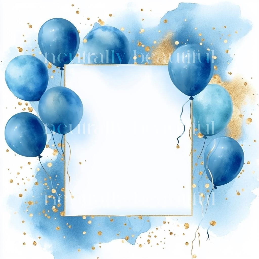 15 X Blue Birthday Balloon Frames Clipart Bundle - High Quality Jpgs ...