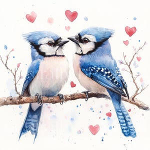 10 X Blue Jays & Hearts Clipart Bundle - High Quality Jpgs - Romantic ...
