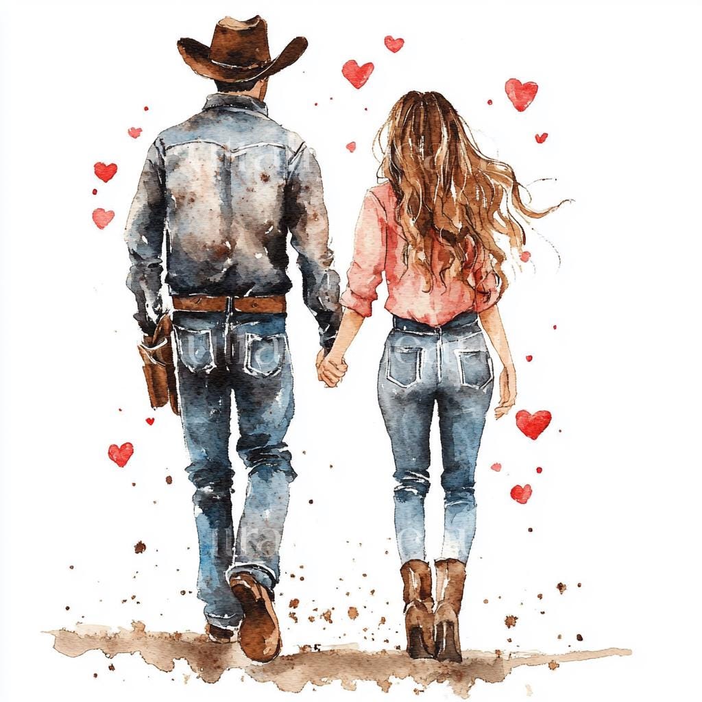 10 X Romantic Cowboy Couples Clipart Bundle - High Quality Jpgs ...