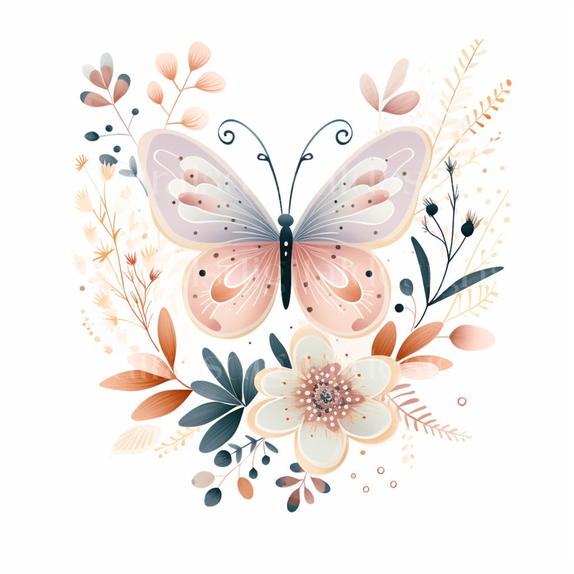 10 X Vector-style Floral Butterfly Digital Elements High Quality JPG ...