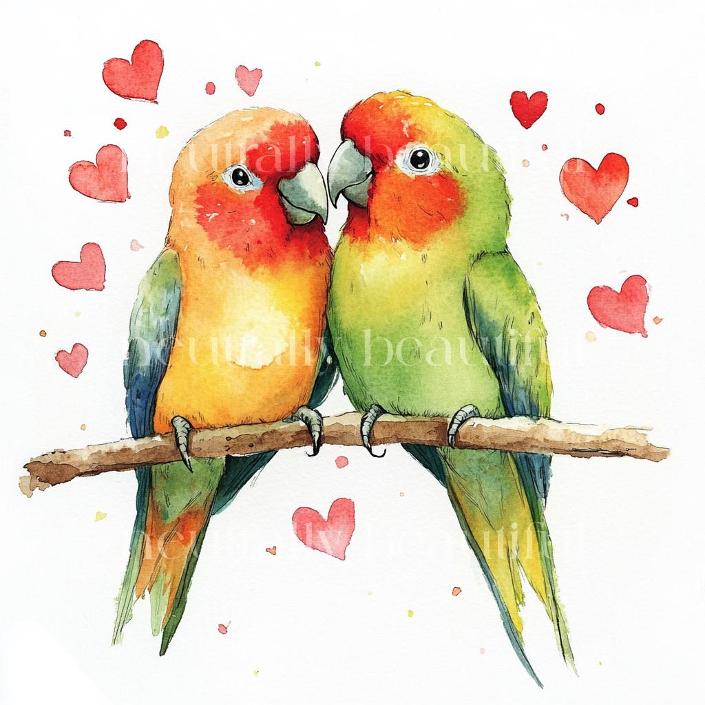 10 X Parrots & Hearts Clipart Bundle - High Quality Jpgs - Romantic ...