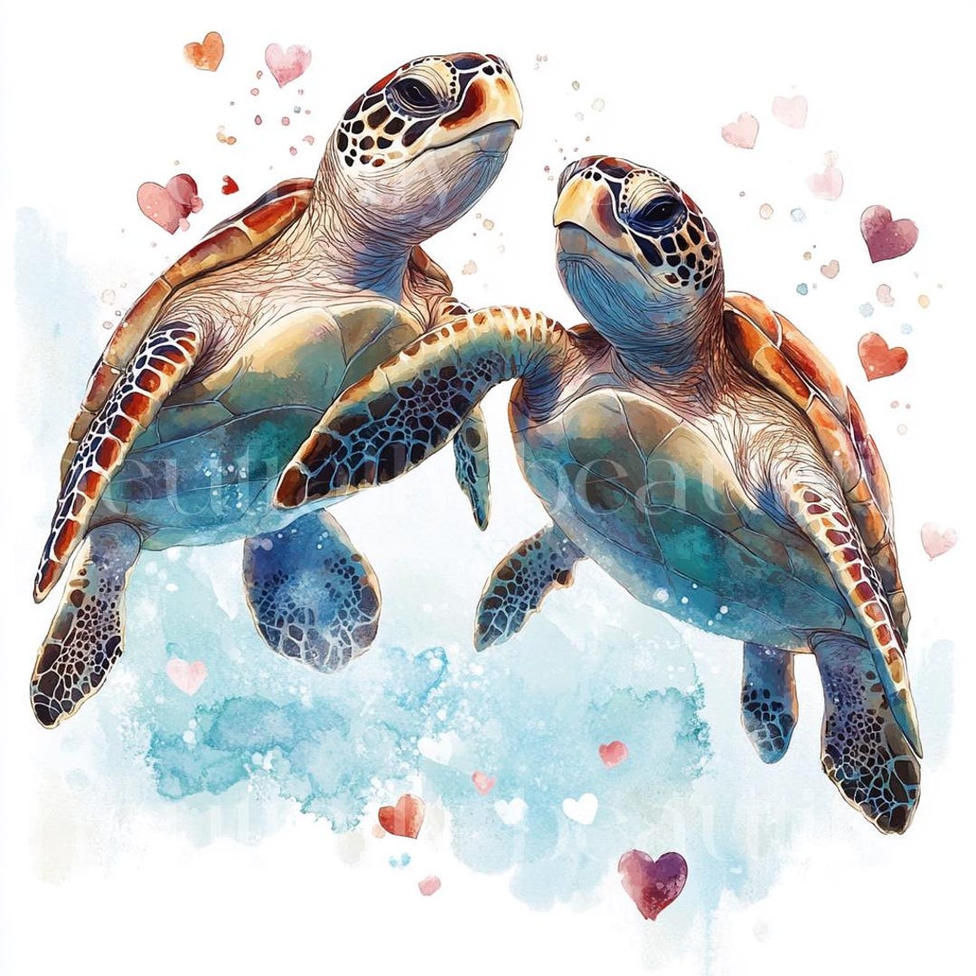 10 X Turtles & Hearts Clipart Bundle - High Quality Jpgs - Romantic ...