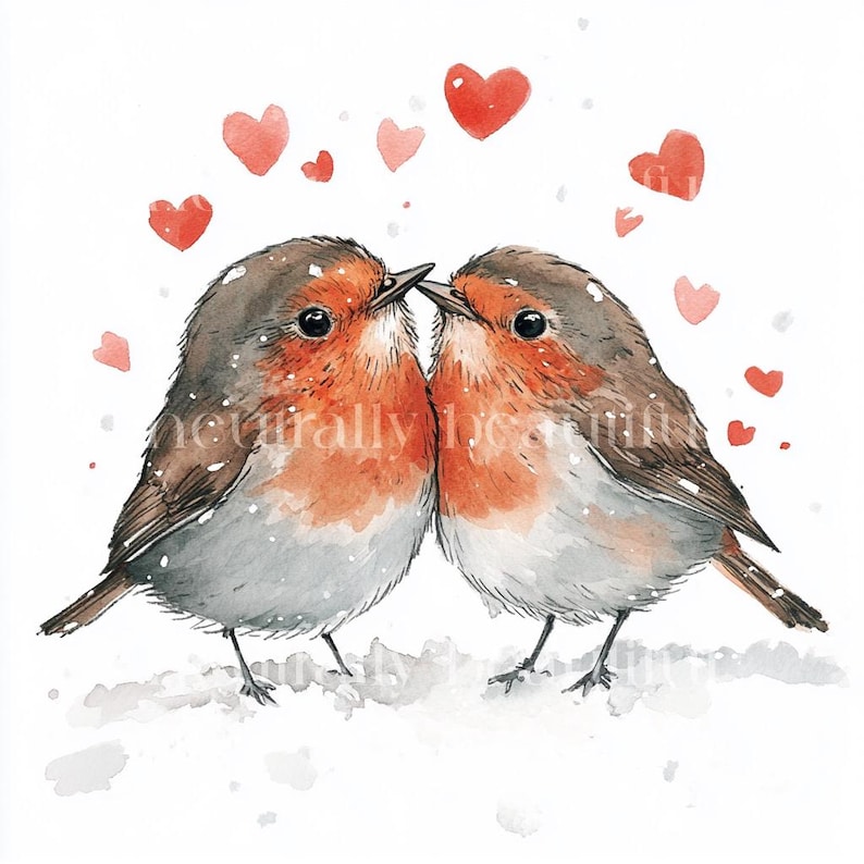 10 X Robins & Hearts Clipart Bundle High Quality Jpgs Romantic ...