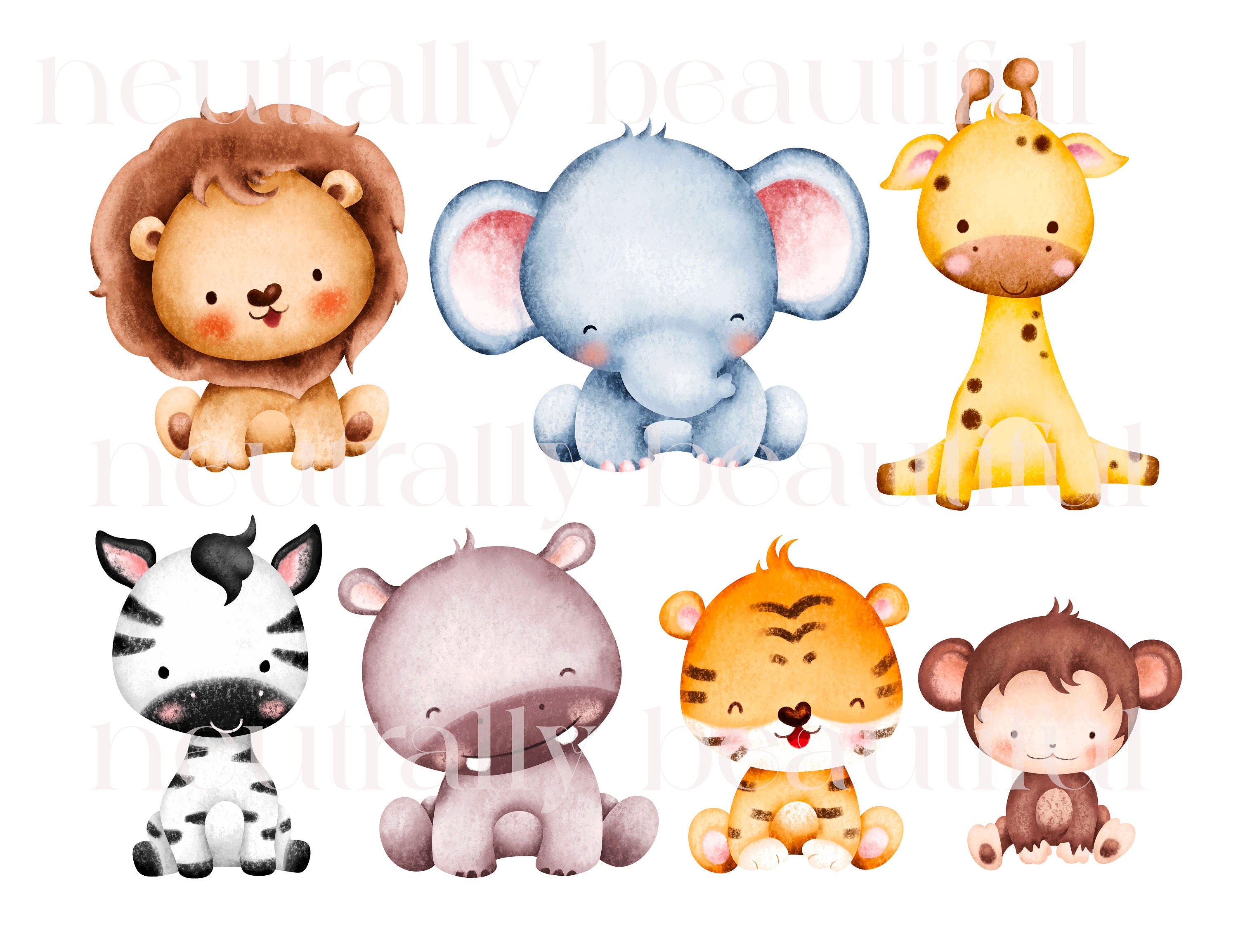 Cute Baby Safari Animals - EPS Vectorized High Quality JPG Downloads ...