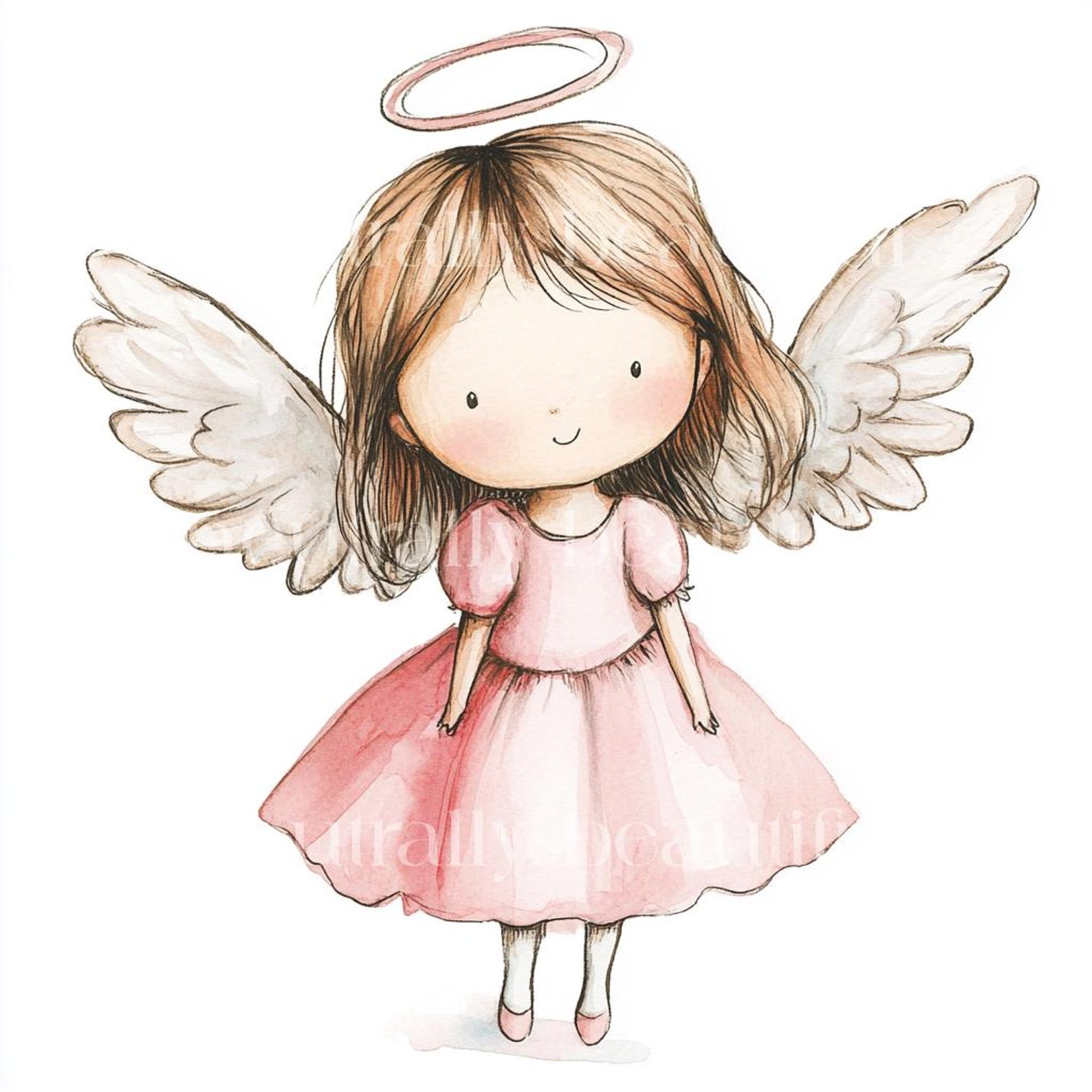 10 X Pink Angel Clipart Bundle - High Quality Jpgs - Baby Girl Angels ...