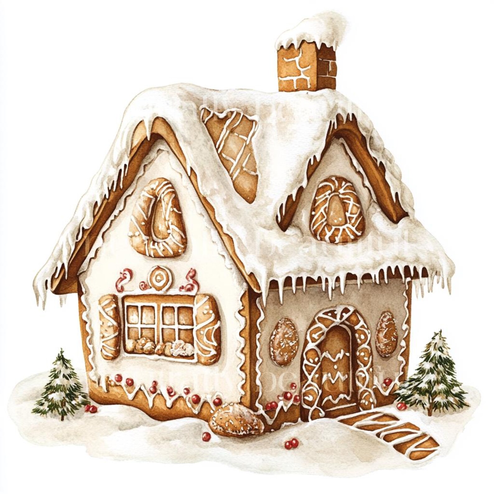 10 X Gingerbread Houses Clipart - High Quality Jpgs - Holidays ...