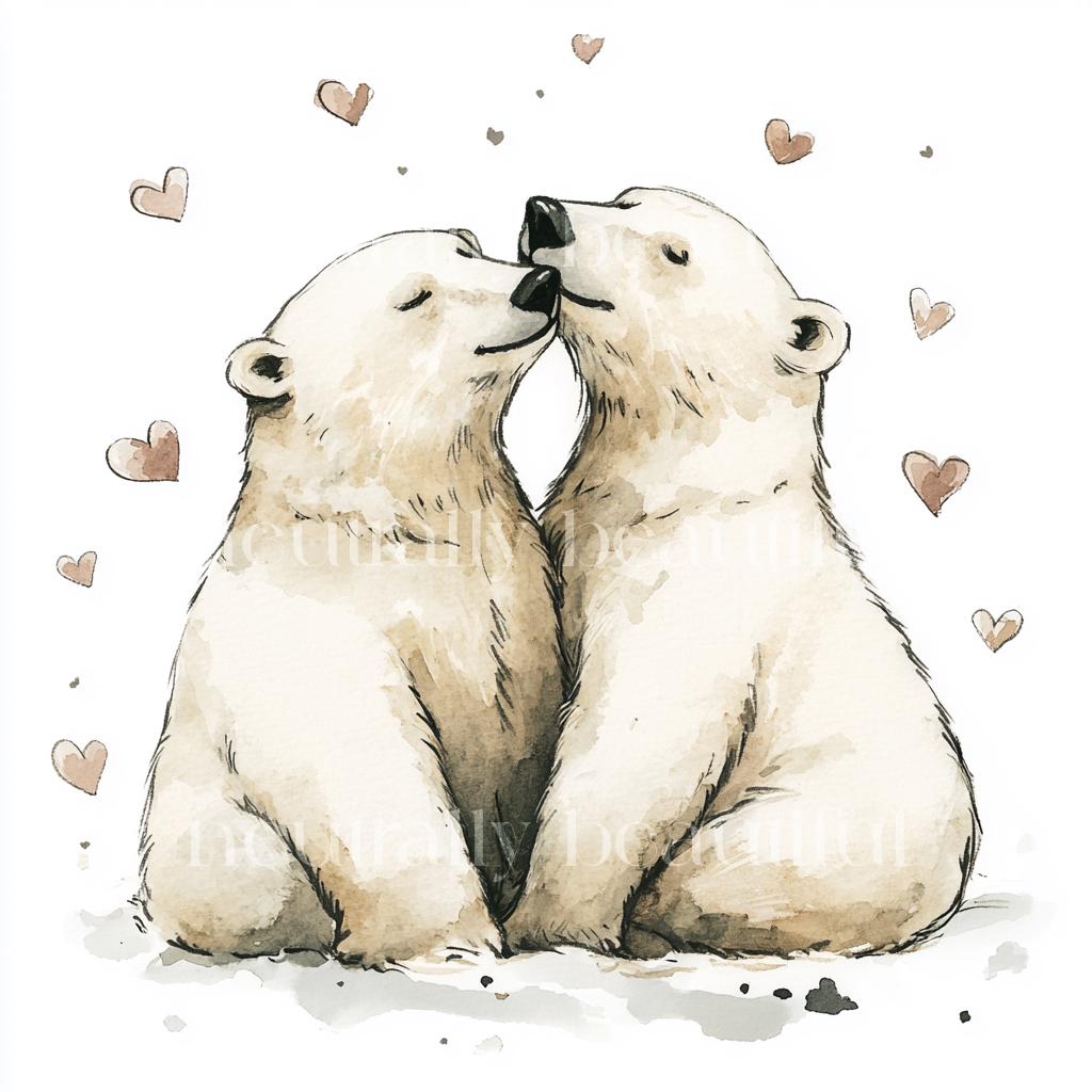 10 X Polar Bears & Hearts Clipart Bundle - High Quality Jpgs - Romantic ...