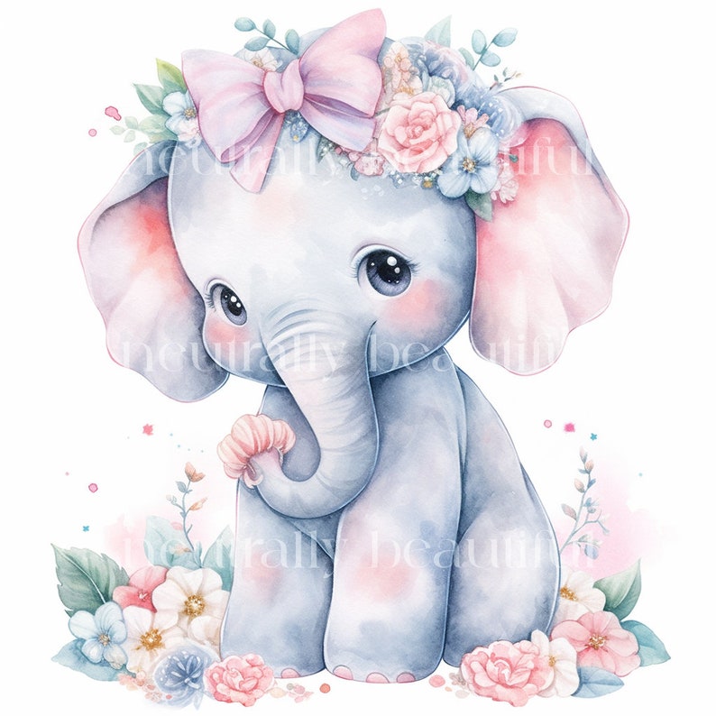 Cute Baby Elephants Clipart - 10 High Quality Downloadable Jpgs ...