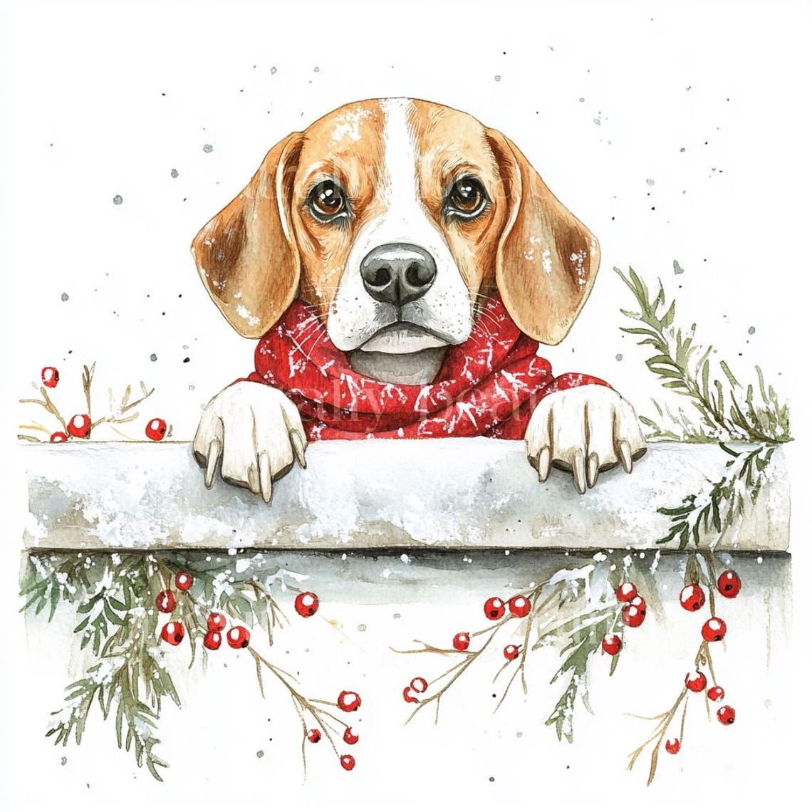 12 X Beagles at Christmas Clipart Bundle - High Quality Jpgs Festive ...
