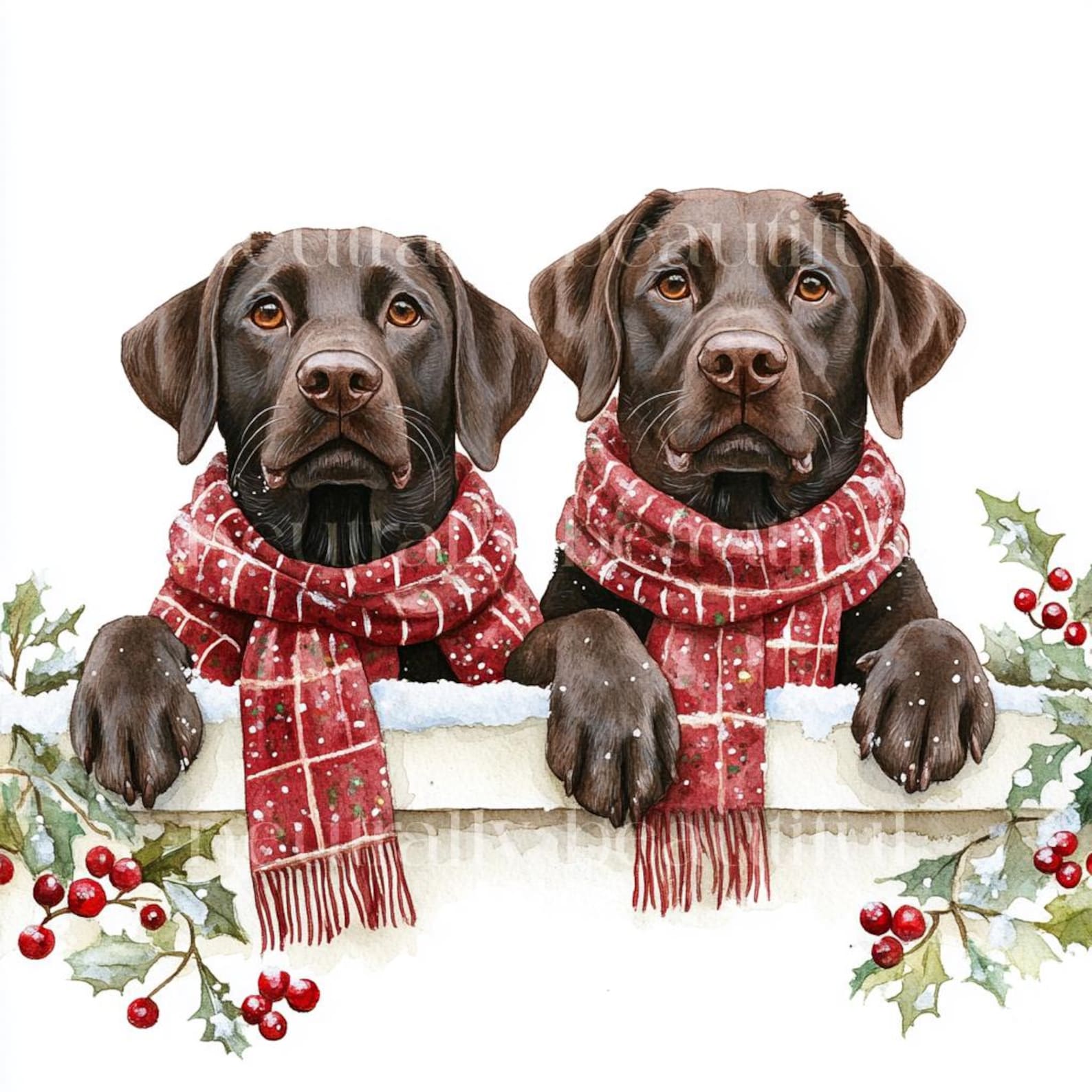 12 X Chocolate Labrador Dogs at Christmas Clipart Bundle - High Quality ...