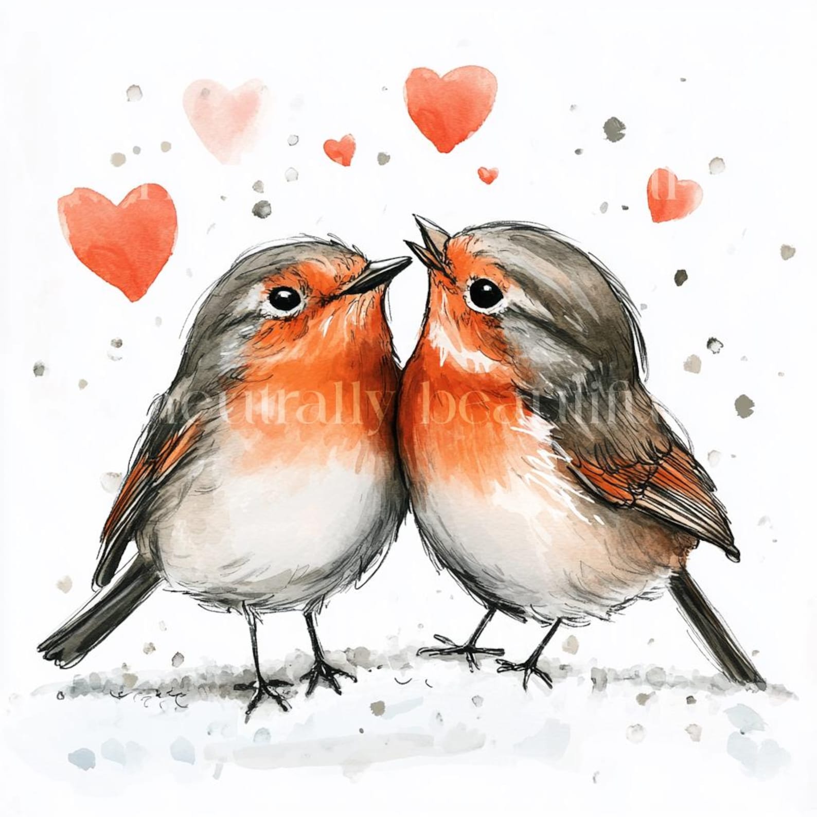 10 X Robins & Hearts Clipart Bundle - High Quality Jpgs - Romantic ...