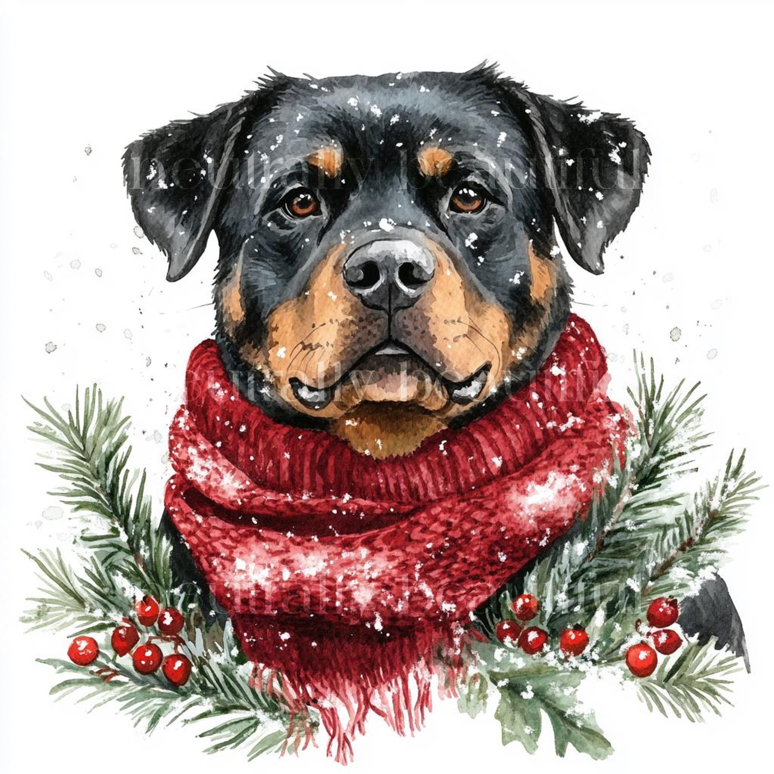12 X Rottweilers at Christmas Clipart Bundle - High Quality Jpgs ...