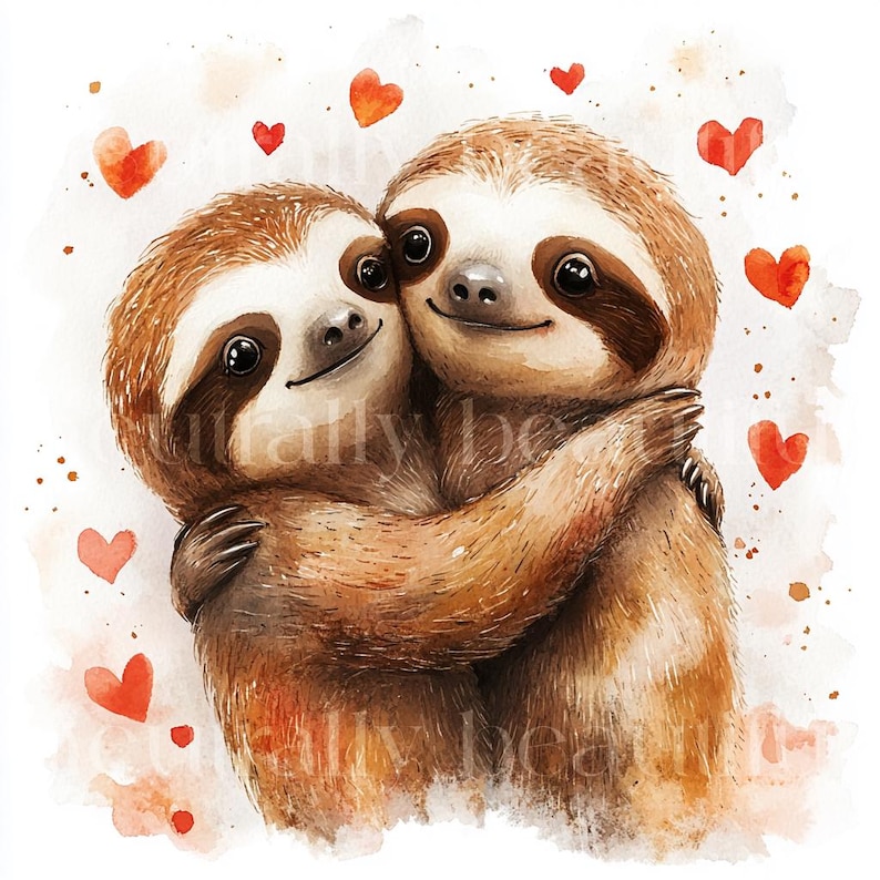 10 X Sloths & Hearts Clipart Bundle - High Quality Jpgs - Romantic ...