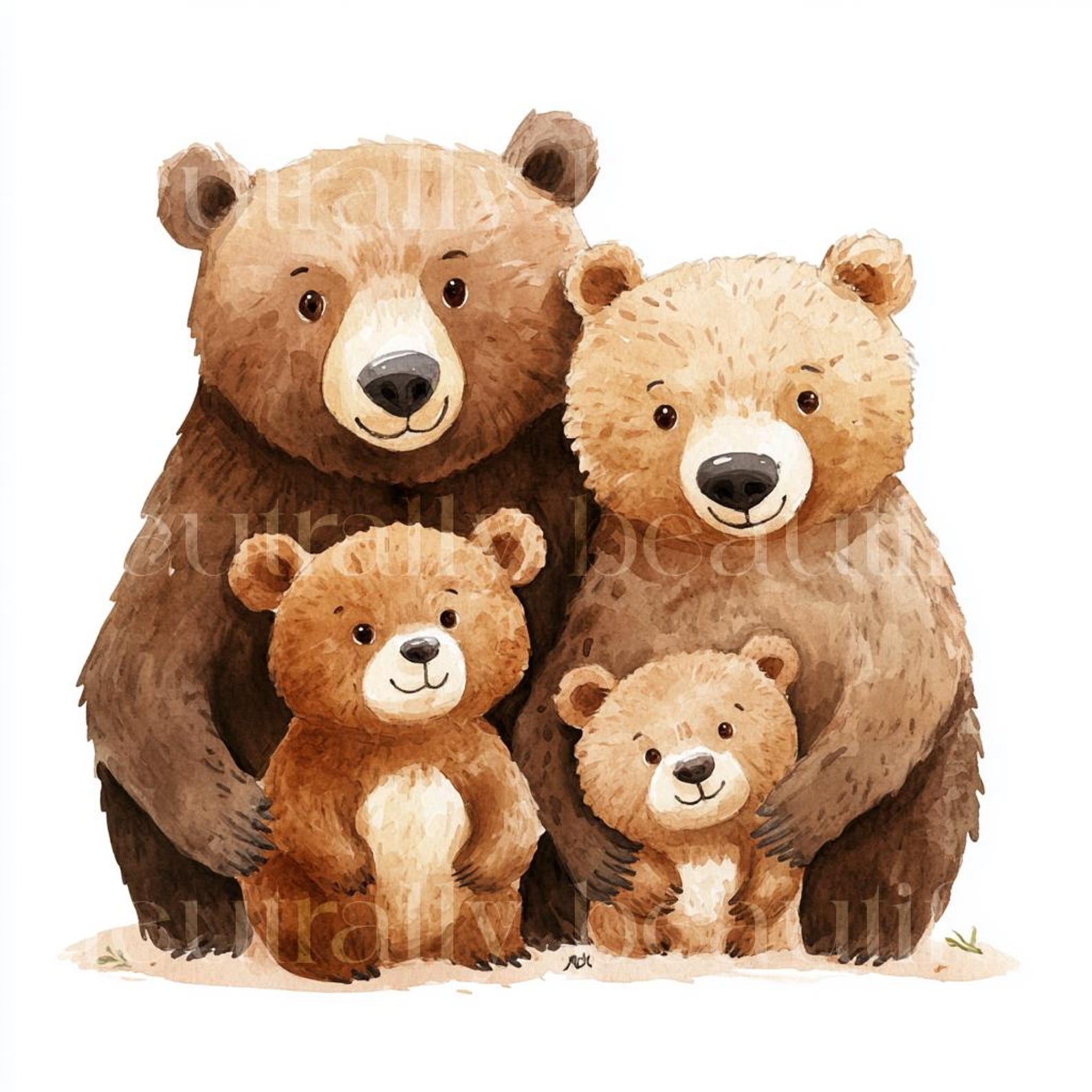 10 X Family of Brown Bears Clipart - High Quality JPG Bundle - Baby ...