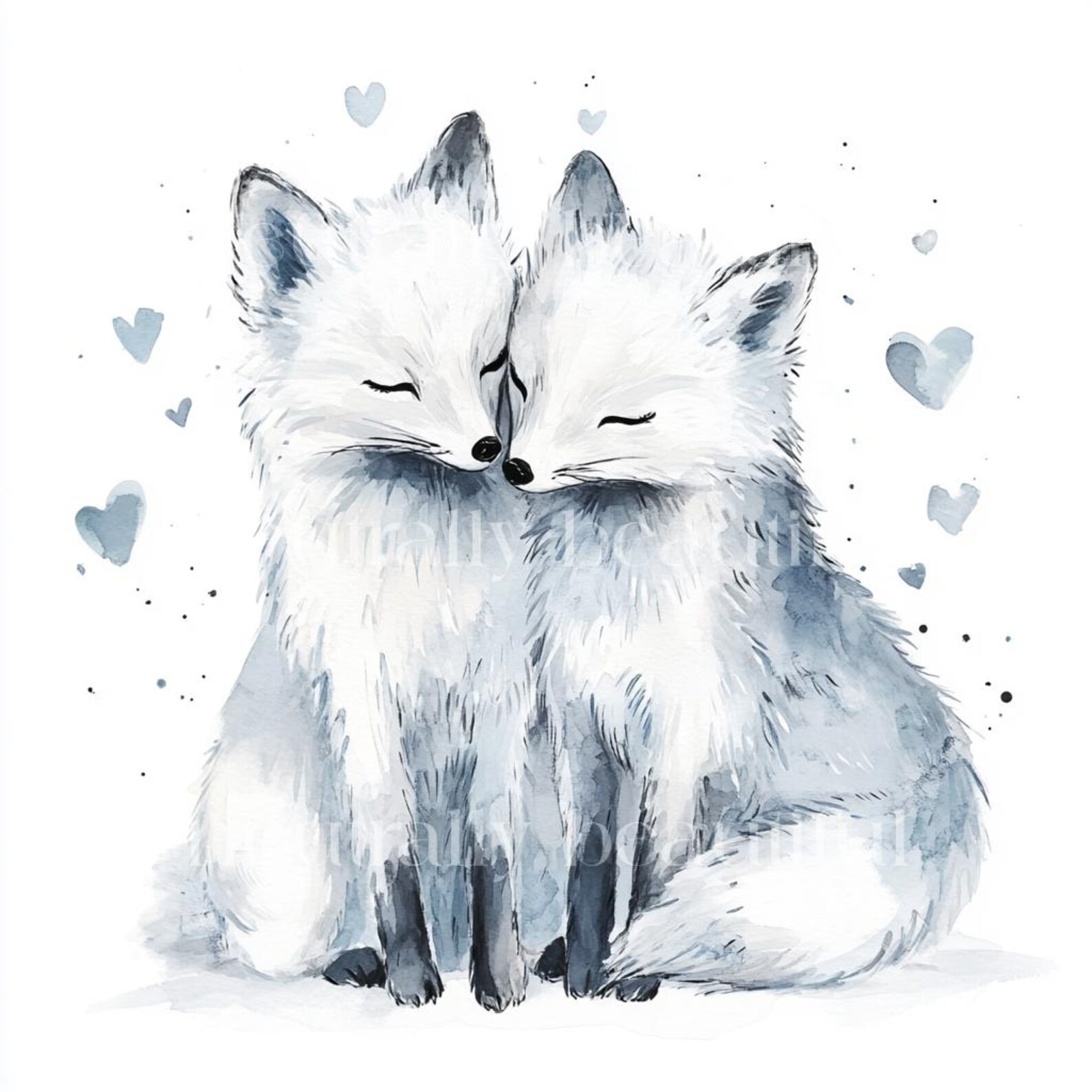 12 X Arctic Foxes & Hearts Clipart Bundle - High Quality Jpgs ...