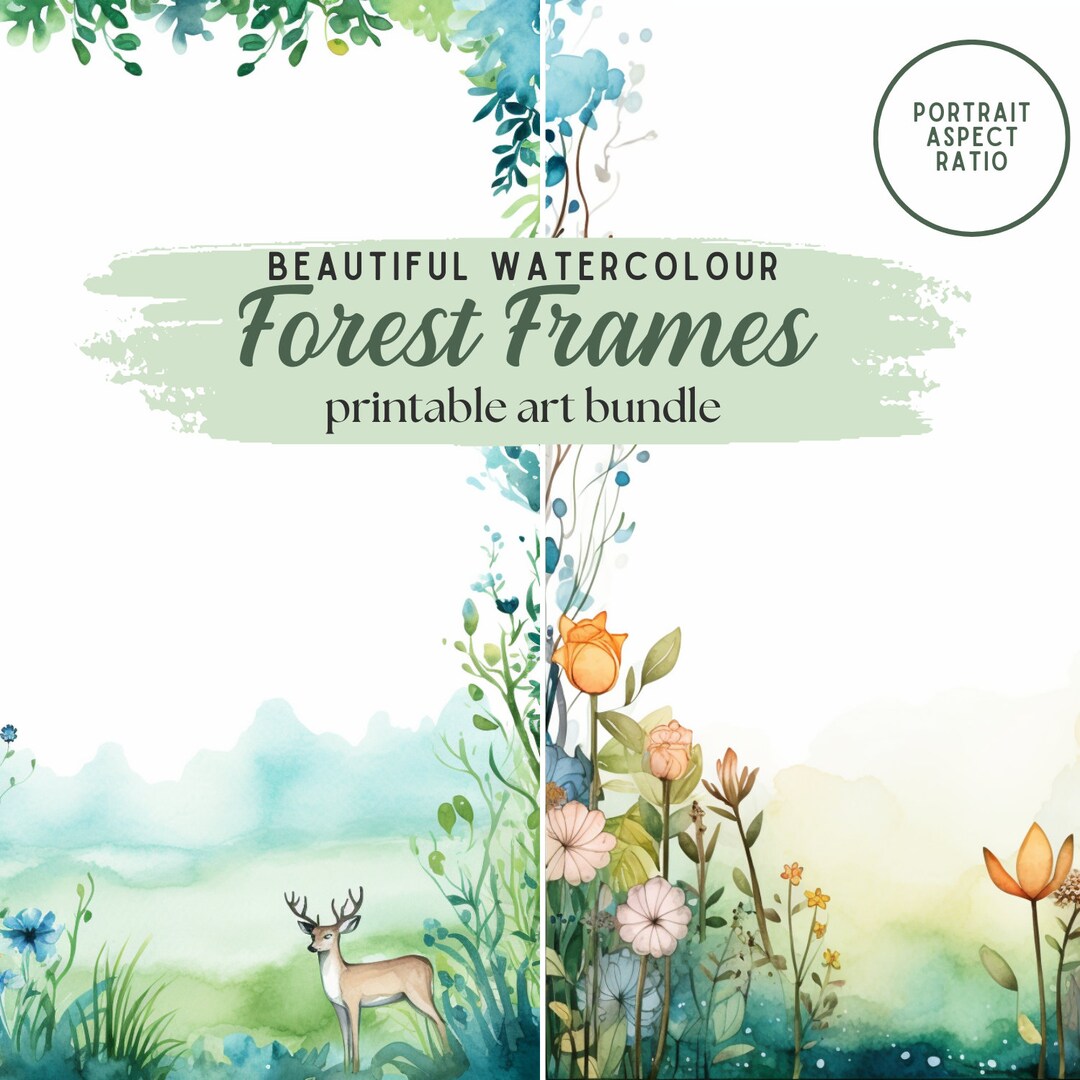 20 X Forest Themed Borders & Edges Downloadable Papers - Watercolour ...