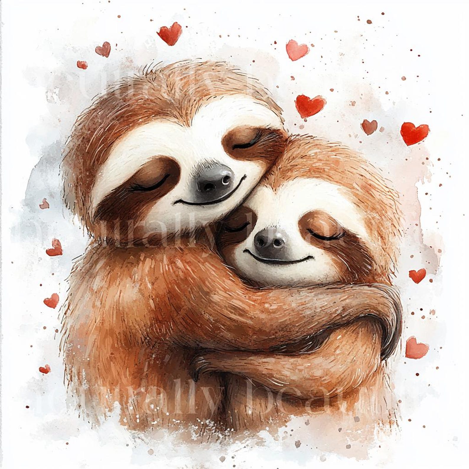 10 X Sloths & Hearts Clipart Bundle - High Quality Jpgs - Romantic ...