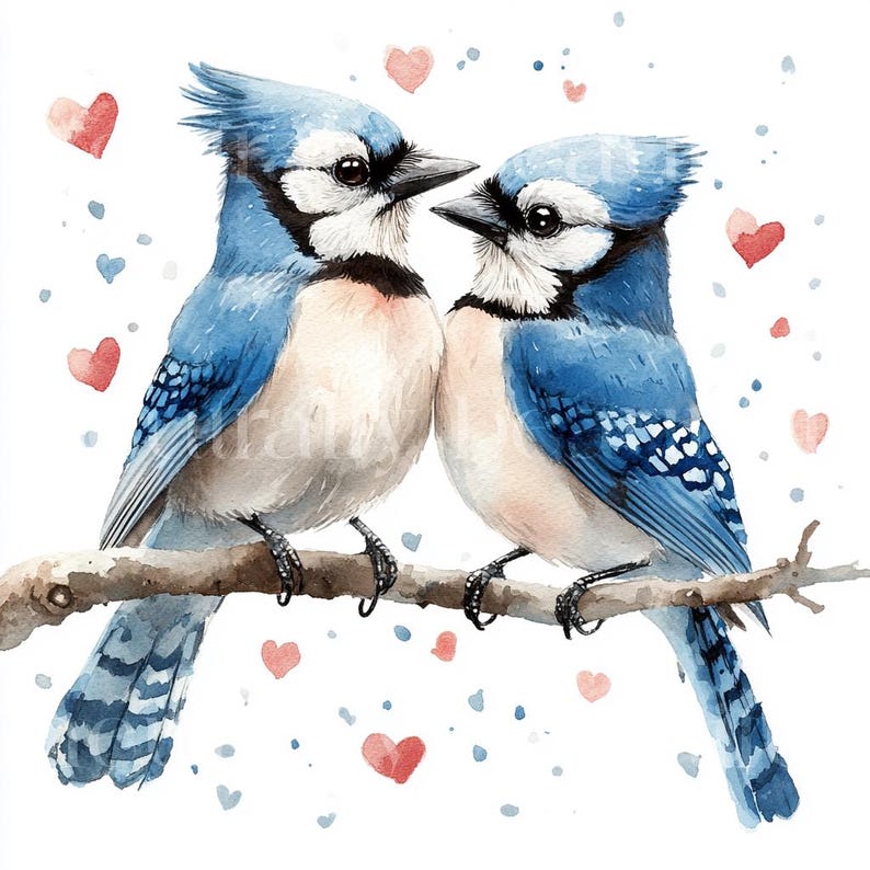 10 X Blue Jays & Hearts Clipart Bundle - High Quality Jpgs - Romantic ...