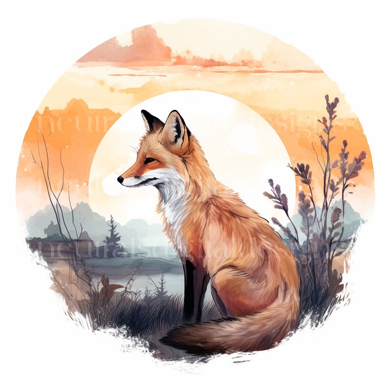 Woodland Fox Clipart - 12 High Quality Downloadable Jpgs - Watercolour ...