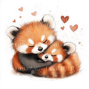 10 X Red Pandas & Hearts Clipart Bundle - High Quality Jpgs - Romantic ...