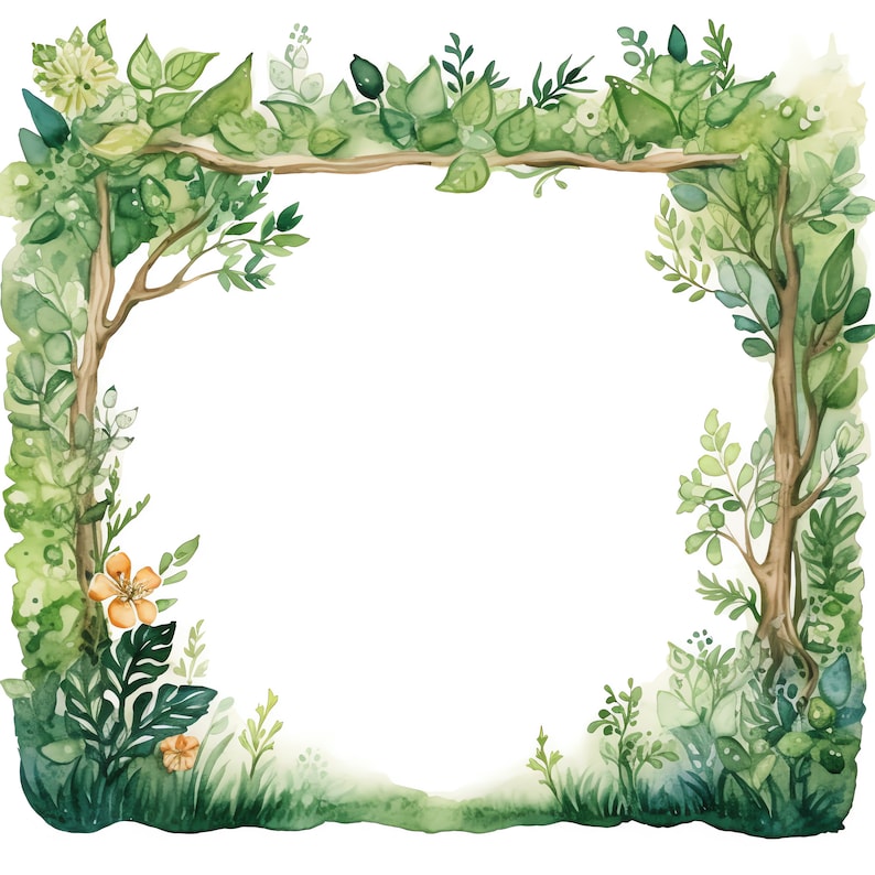 20 X Forest Themed Borders & Edges Downloadable Clipart Watercolour ...