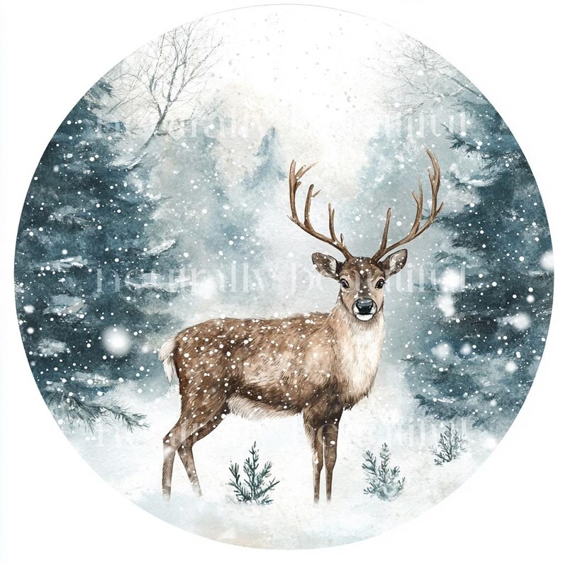 10 X Reindeer Clipart Circle Frames - High Quality Jpgs - Christmas ...