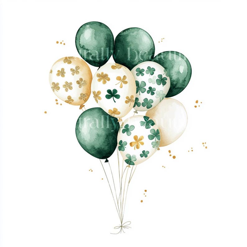 10 X St.patrick's Day Balloons Clipart Bundle, High Quality JPG Instant ...