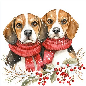 12 X Beagles at Christmas Clipart Bundle - High Quality Jpgs Festive ...