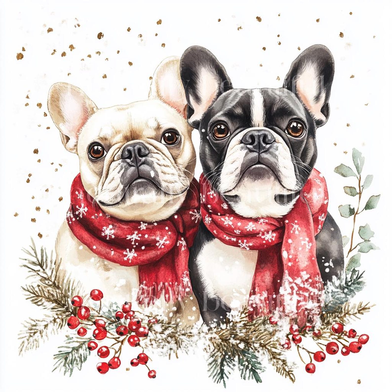 12 X French Bulldogs at Christmas Clipart Bundle - High Quality Jpgs ...