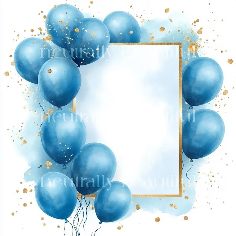15 X Blue Birthday Balloon Frames Clipart Bundle - High Quality Jpgs ...