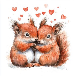 10 X Squirrels & Hearts Clipart Bundle - High Quality Jpgs - Romantic ...