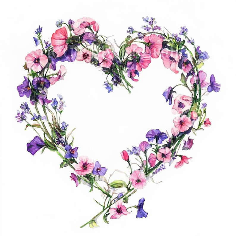 12 X Wildflower Hearts Clipart Bundle - High Quality Jpgs - Floral ...