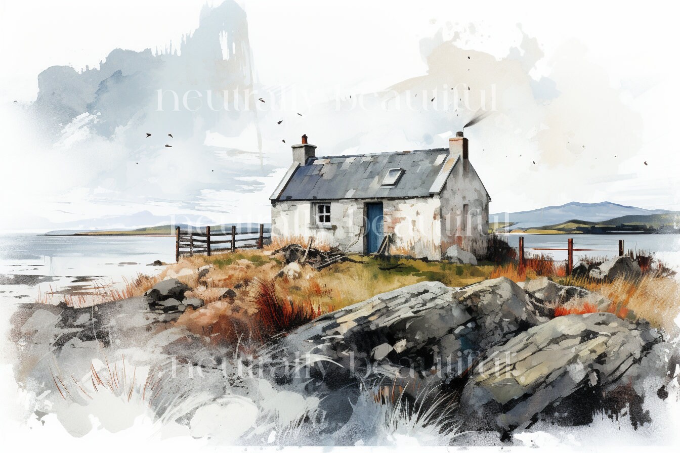 10 Crofters Cottage Downloadable Prints, Landscape Clipart - Outer ...