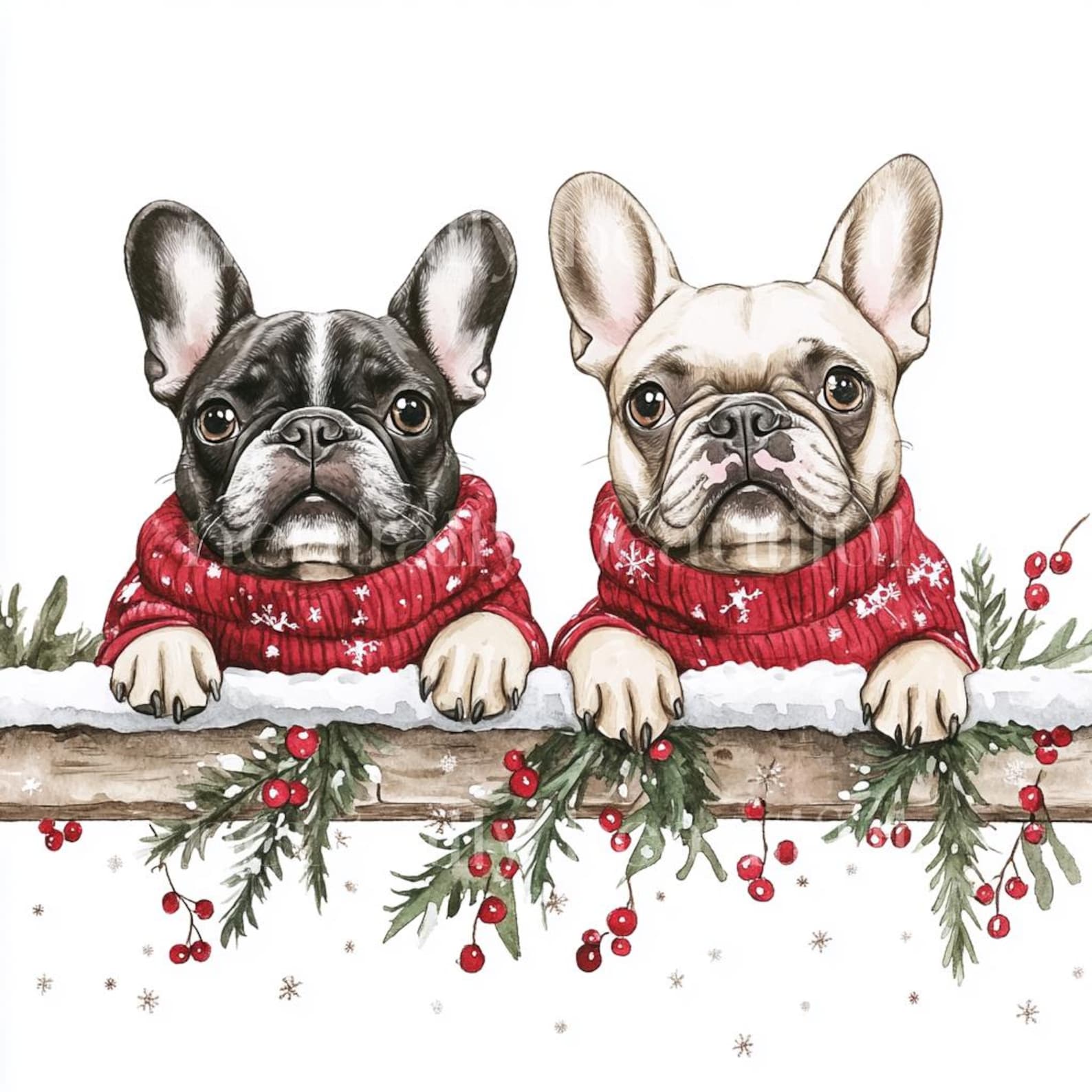 12 X French Bulldogs at Christmas Clipart Bundle - High Quality Jpgs ...