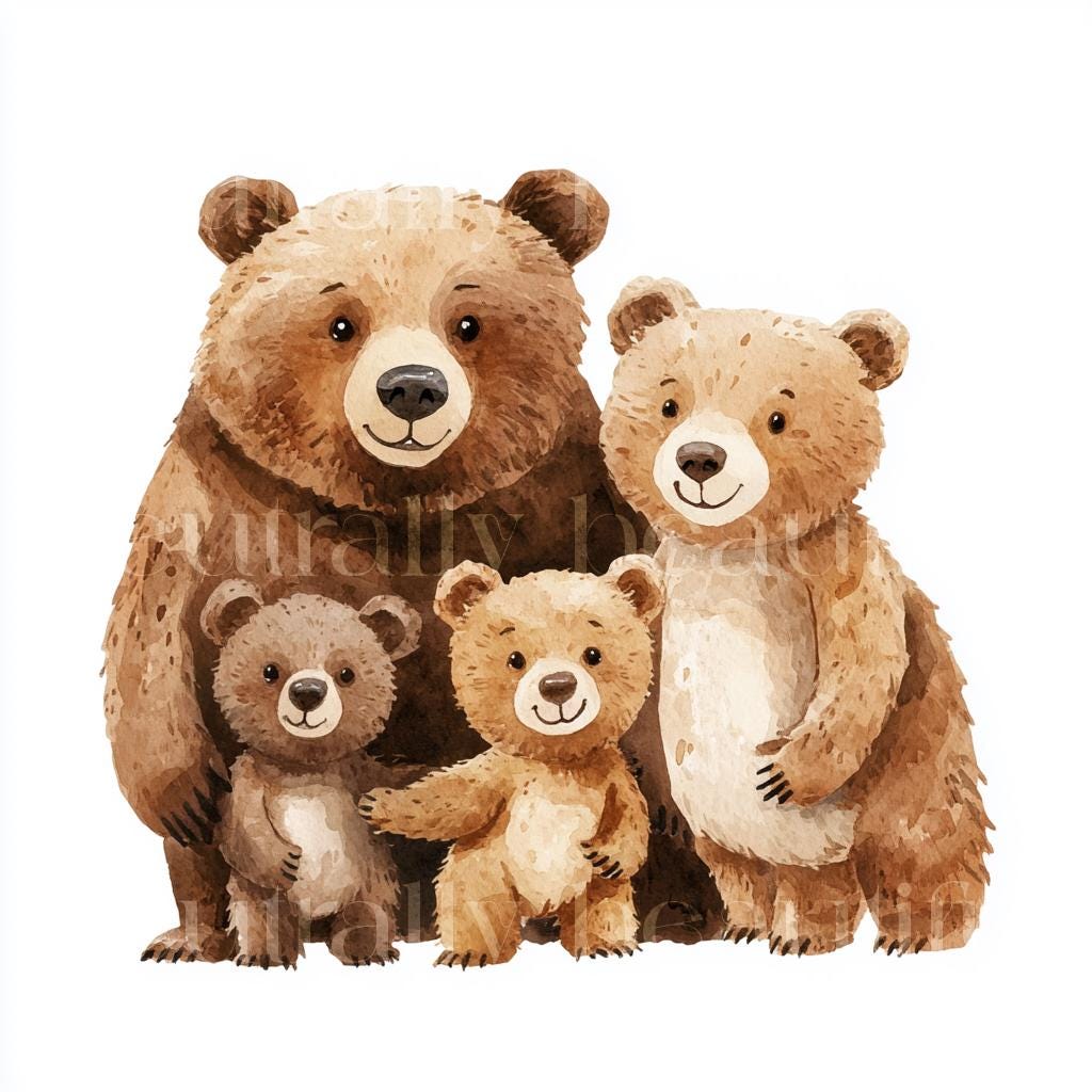 10 X Family of Brown Bears Clipart - High Quality JPG Bundle - Baby ...