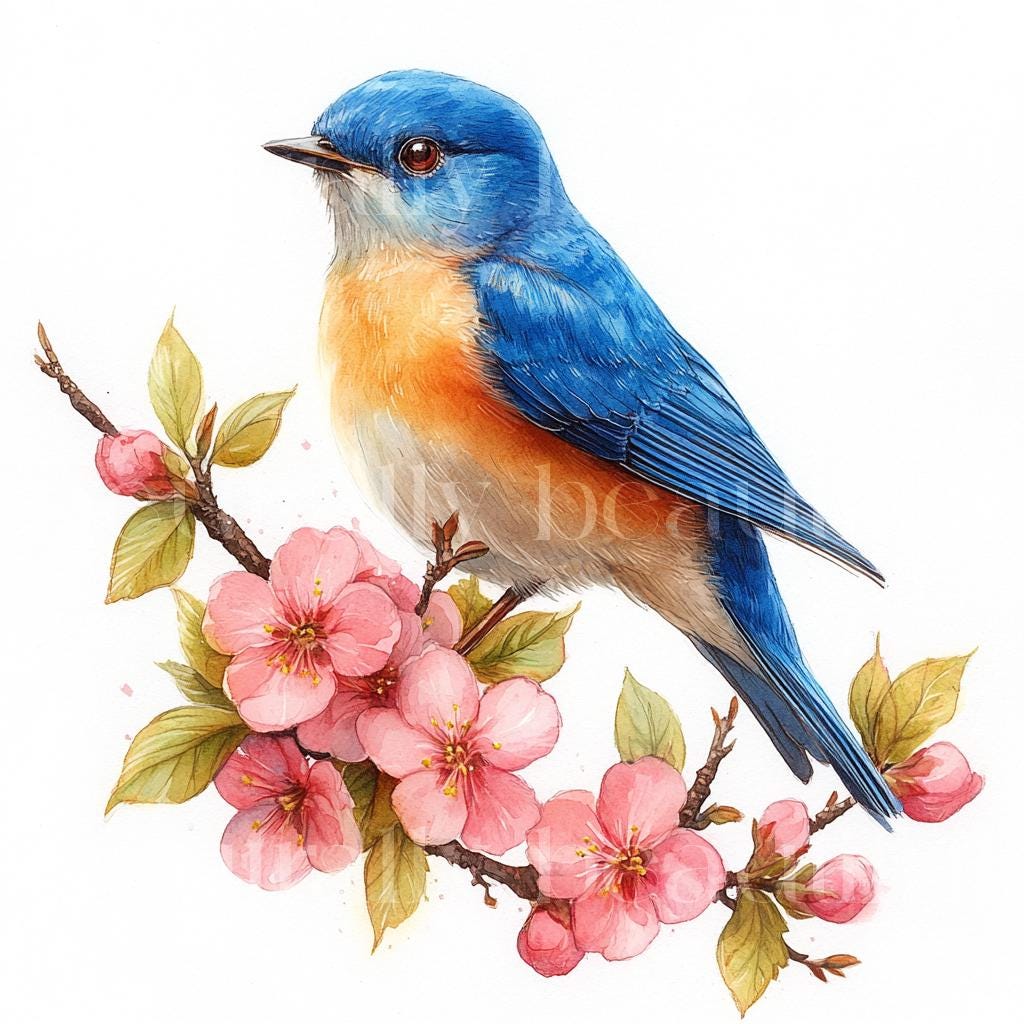 12 X Spring Bluebirds Clipart - High Quality JPG Bundle - Wild Birds ...