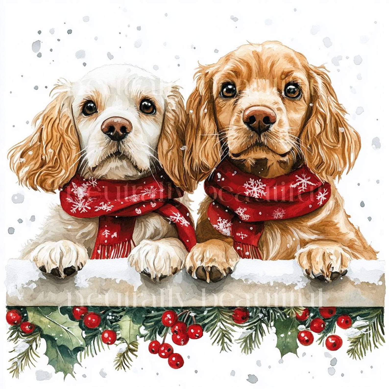 12 X Cocker Spaniel Dogs at Christmas Clipart Bundle - High Quality ...