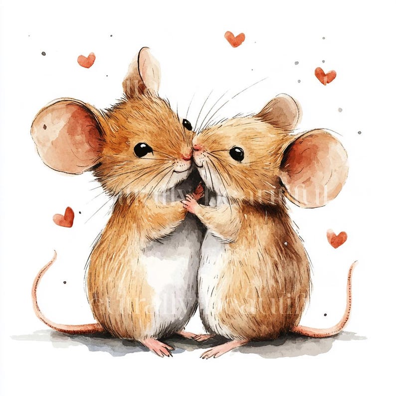 12 X Mice & Hearts Clipart Bundle - High Quality Jpgs - Romantic ...