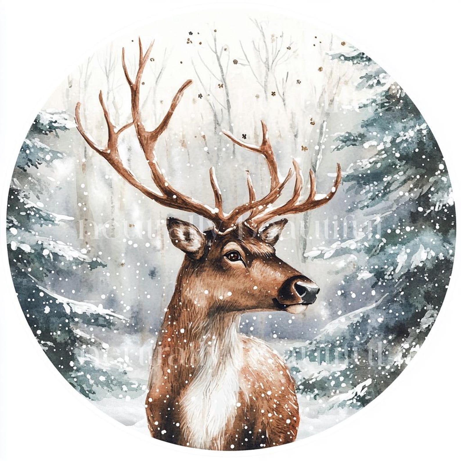 10 X Reindeer Clipart Circle Frames - High Quality Jpgs - Christmas ...