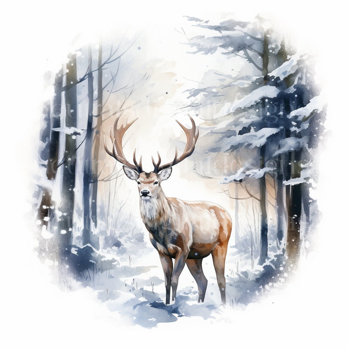 Reindeer Woodland Watercolour Clipart - 10 High Quality Downloadable ...