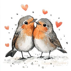 10 X Robins & Hearts Clipart Bundle - High Quality Jpgs - Romantic ...