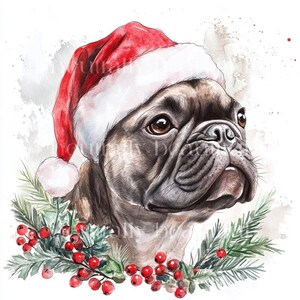 12 X French Bulldogs at Christmas Clipart Bundle - High Quality Festive ...