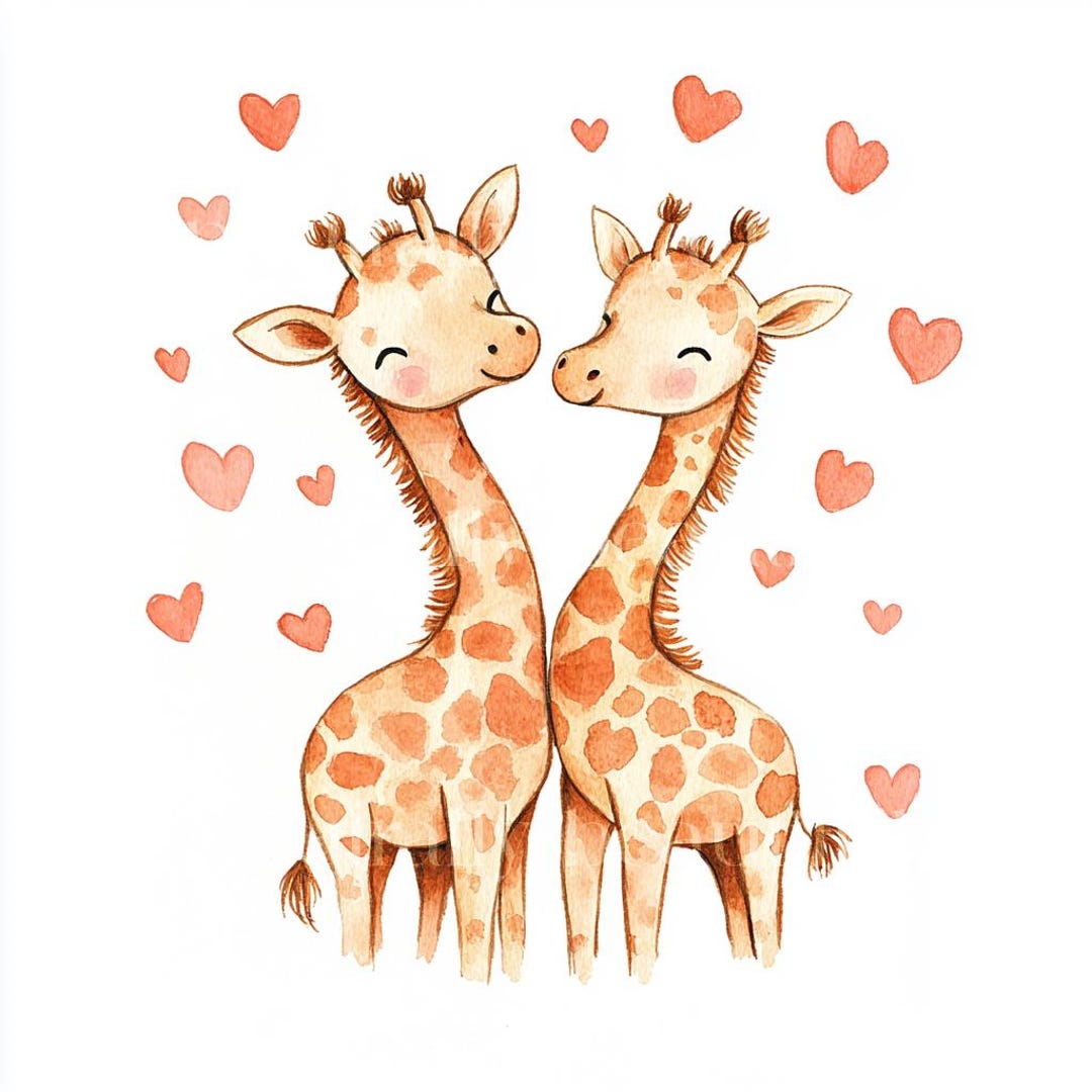 10 X Giraffes & Hearts Clipart Bundle - High Quality Jpgs - Romantic ...