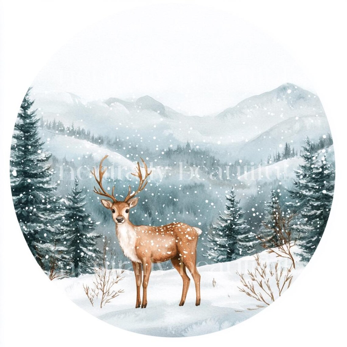 10 X Reindeer Clipart Circle Frames - High Quality Jpgs - Christmas ...