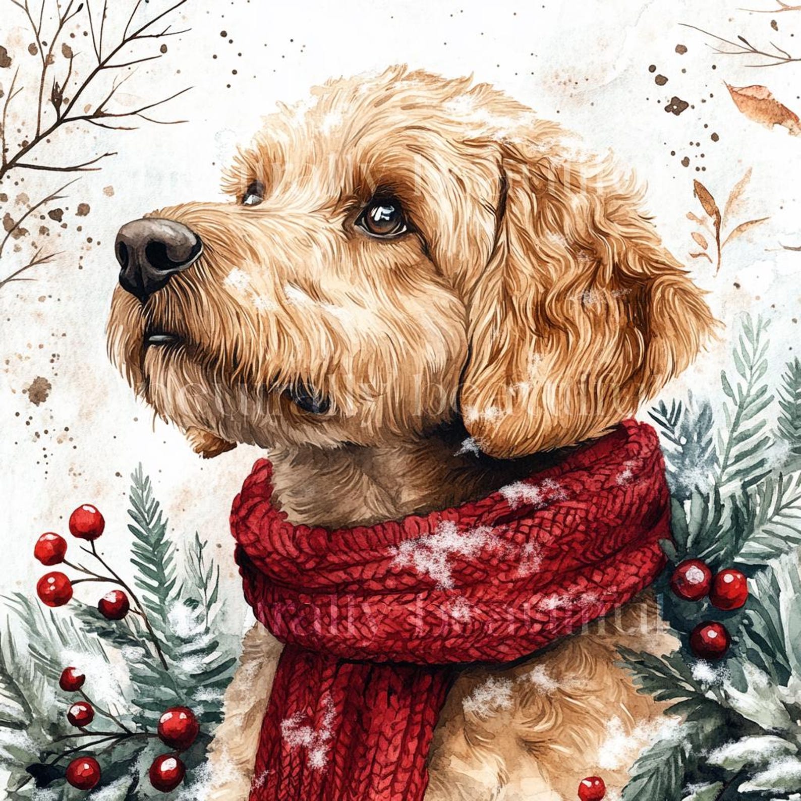 12 X Labradoodle Dogs at Christmas Clipart Bundle - High Quality Jpgs ...