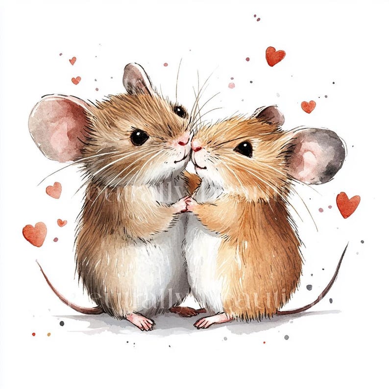 12 X Mice & Hearts Clipart Bundle - High Quality Jpgs - Romantic ...