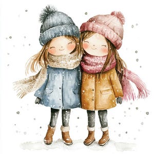 10 X Cute Winter Girls Clipart - High Quality Jpgs - Friends ...